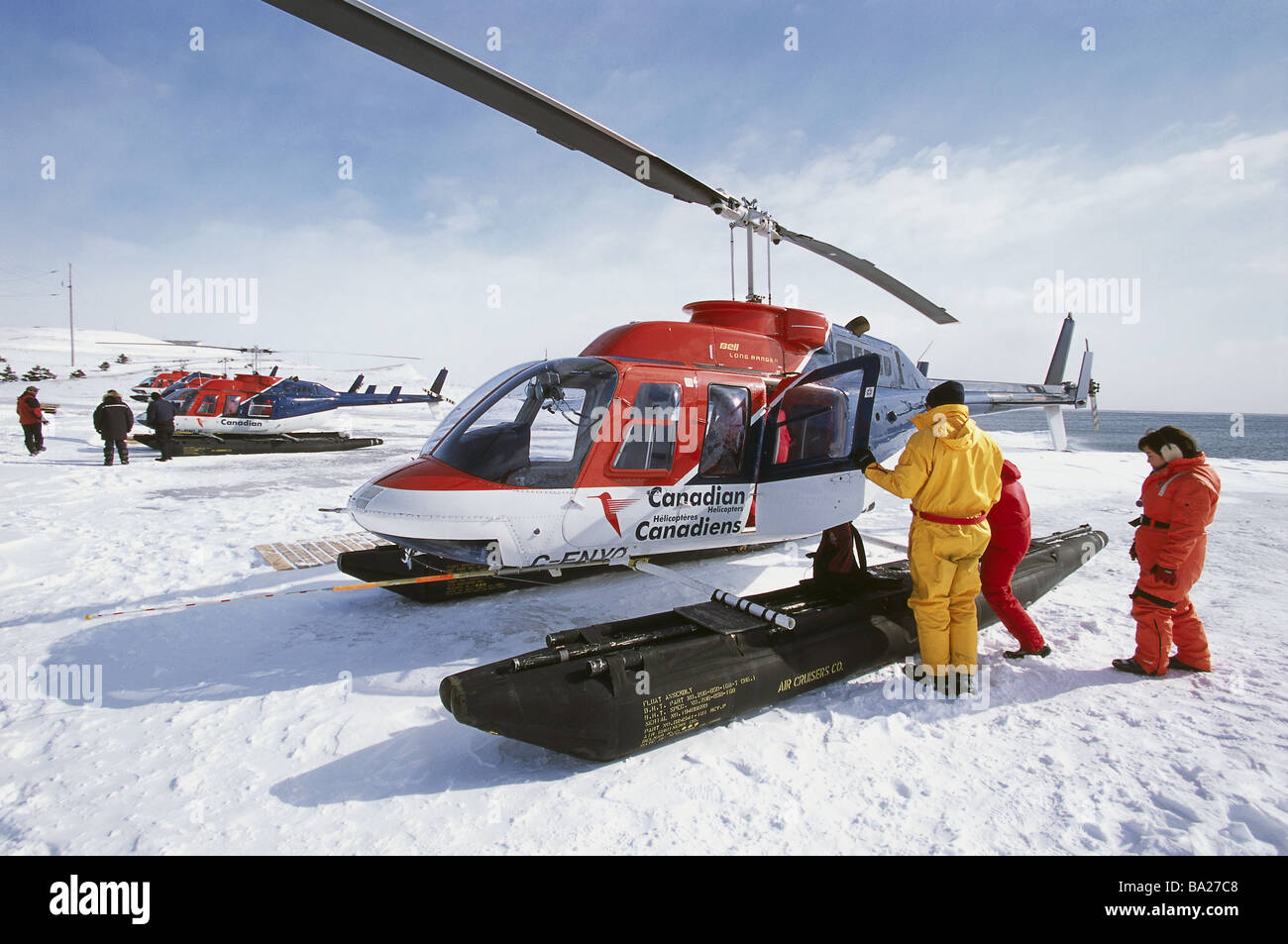 Canada Iles de la Madeleine pack-ice helicopters stands parks tourists ...