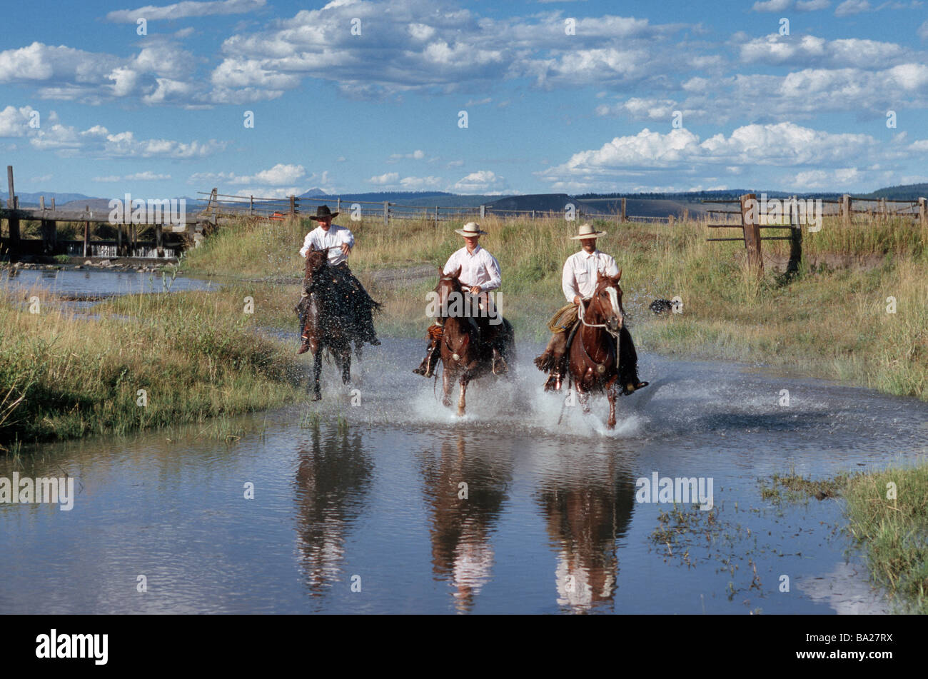 River landscape with riders hi-res stock photography and images - Alamy
