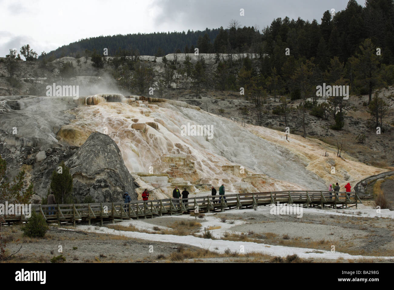 Mammoth Hot Springs Terraces in the fall in Yellowstone National Park ...