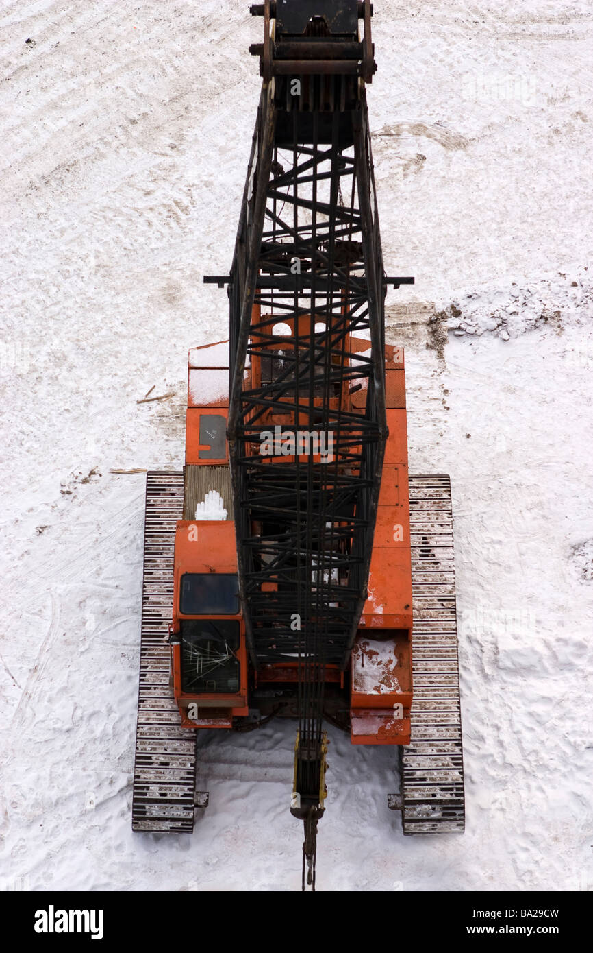 View of track crane from above in winter Stock Photo - Alamy