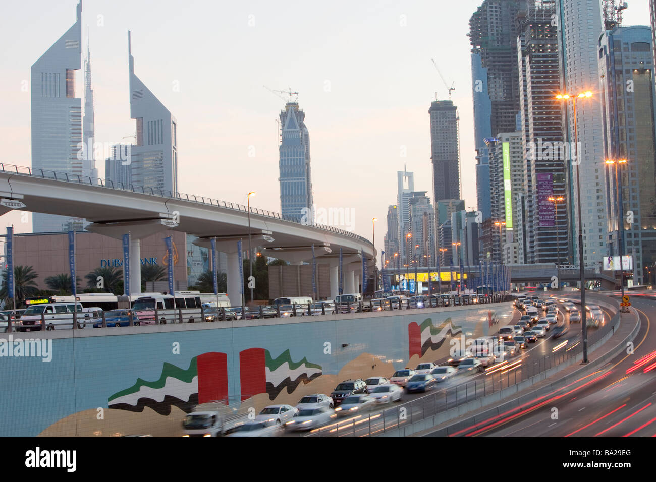 Dubai highway car rush hour hi-res stock photography and images - Alamy