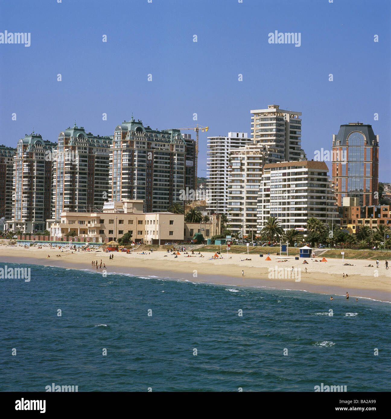 Chile Vina Del Mar city-opinion Playa El Sol sea South America coast ...