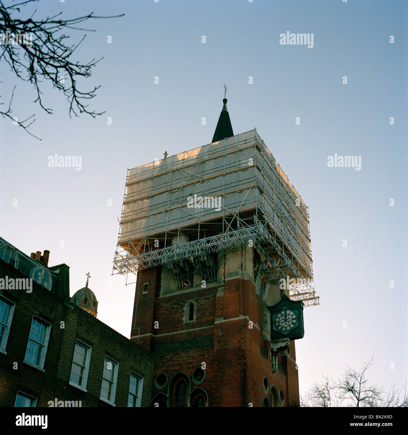 The spire of the Union Chapel in Islington under repair Stock Photo - Alamy