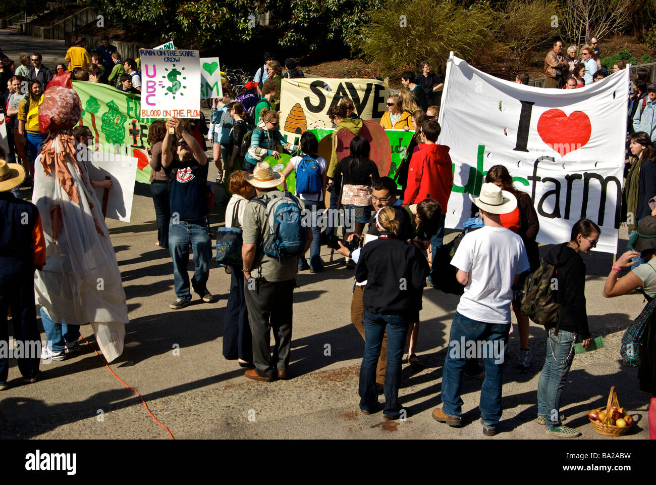 Save the Farm peaceful protest march on University of British Columbia ...