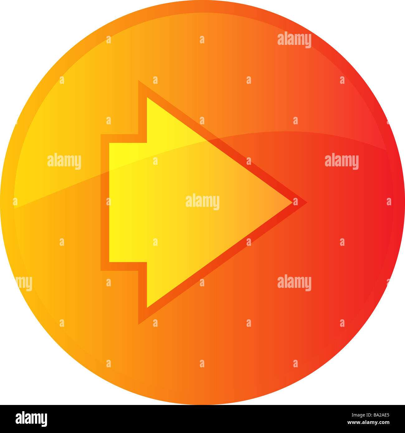 Forward navigation icon glossy button round shape Stock Photo - Alamy