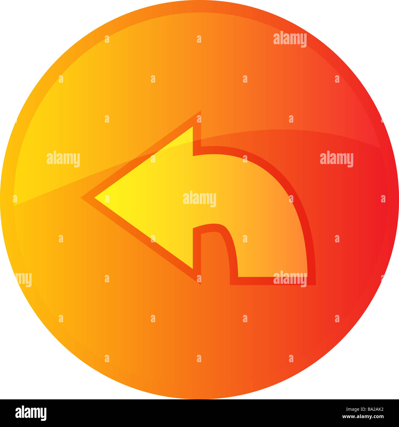 Return navigation icon glossy button round shape Stock Photo - Alamy