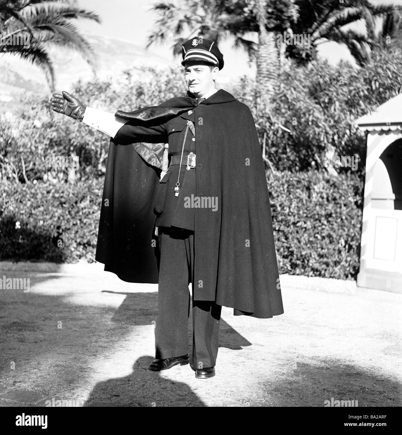 1950s, historical, summertime, a uniformed policeman in Monte Carlo in ...