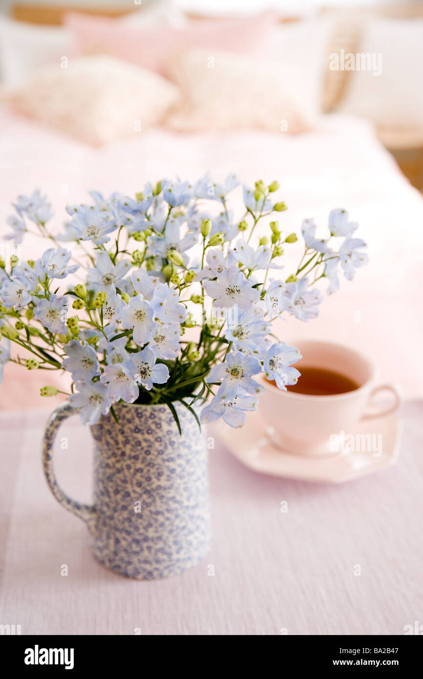 Flower Vase with Tea Stock Photo - Alamy