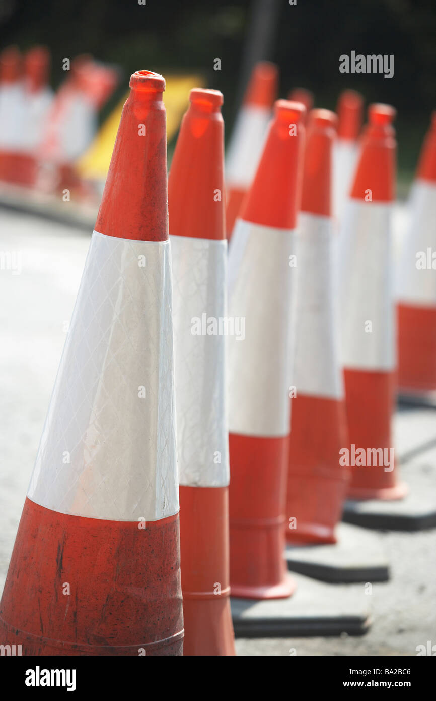 Traffic cones in a row hi-res stock photography and images - Alamy