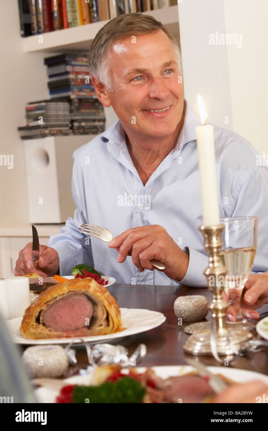 Man Eating Dinner At Home Stock Photo - Alamy