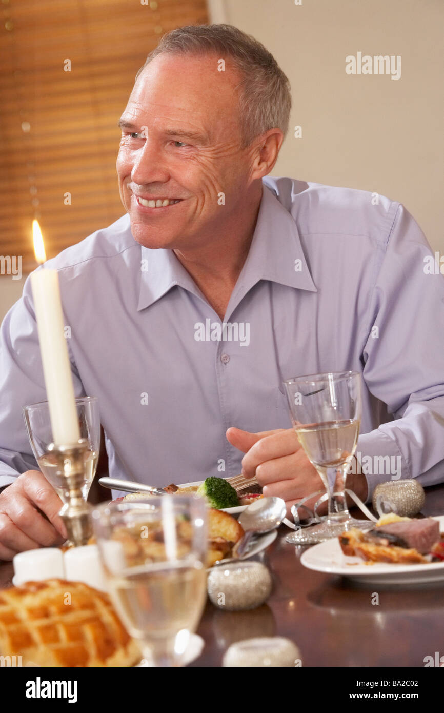 Man Eating Dinner At Home Stock Photo - Alamy
