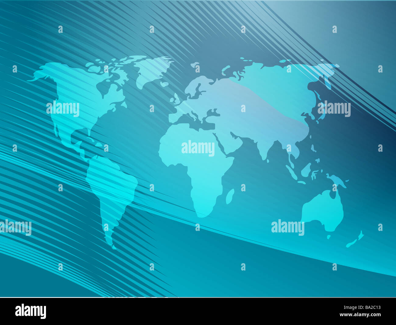 Map of the world illustration with abstract curved lines Stock Photo ...