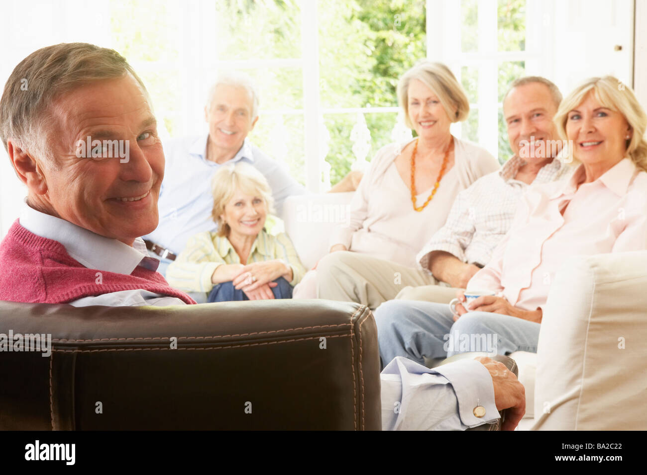 Friends Socializing At Home Stock Photo - Alamy