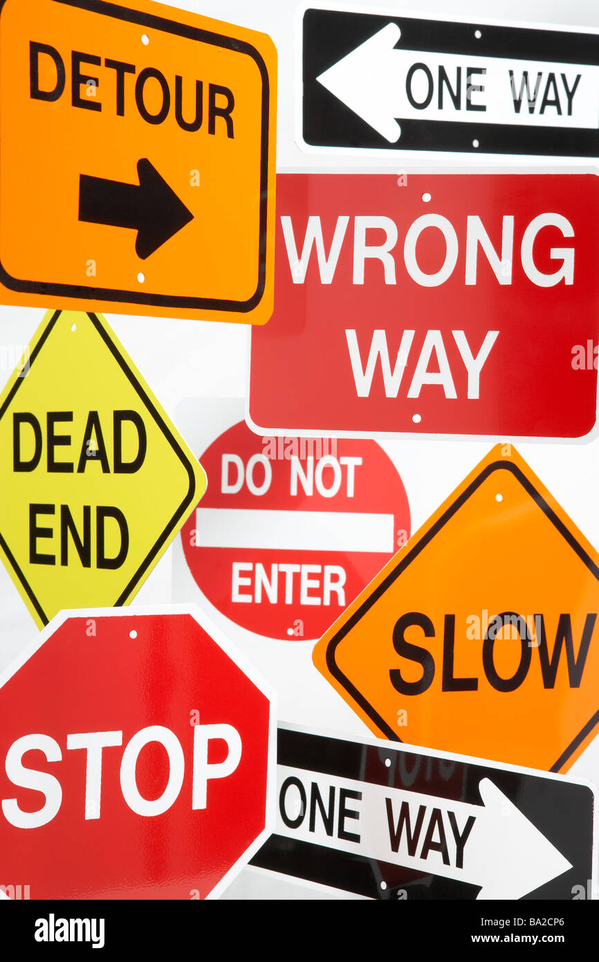 Group Of Road Signs Stock Photo - Alamy