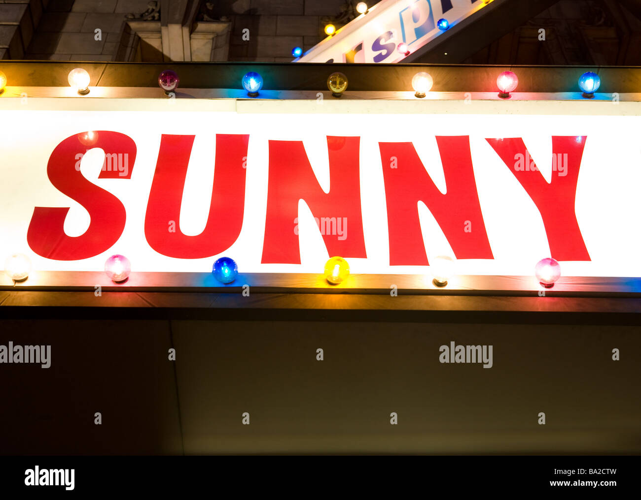 A "Sunny" sign at a theatre in London Stock Photo - Alamy