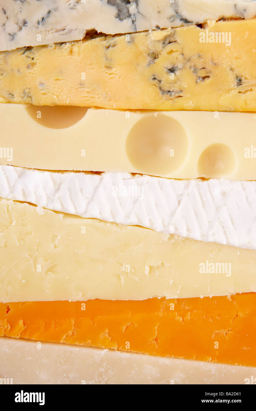 Stack Of Different Cheeses Stock Photo - Alamy