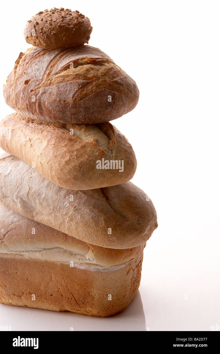 Stack Of Different Breads Stock Photo - Alamy