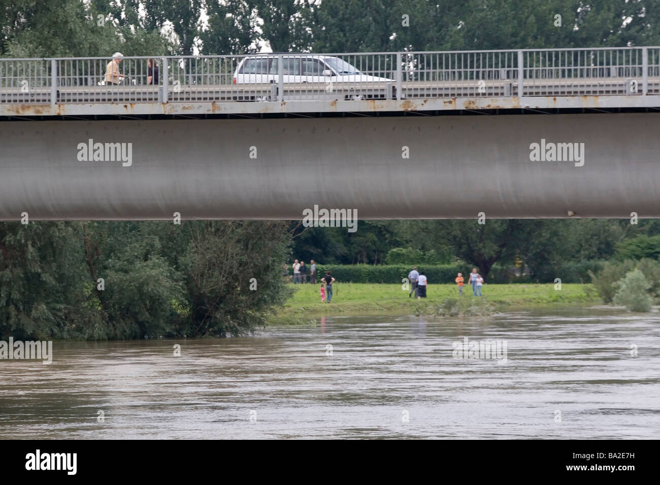Poland, Przemysl, bridge over flooded river Stock Photo - Alamy