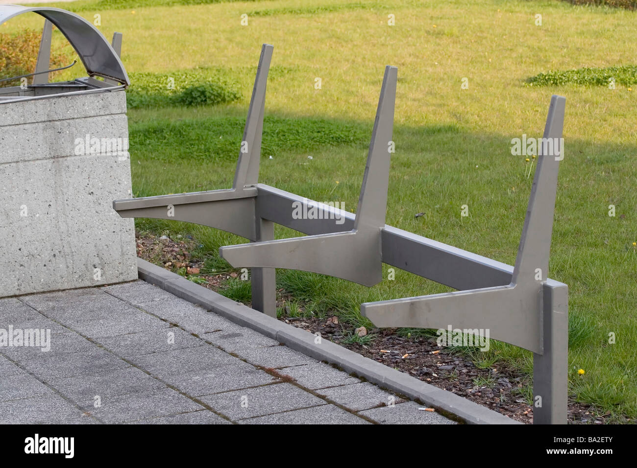 Poland, Katowice, Damaged park bench Stock Photo - Alamy