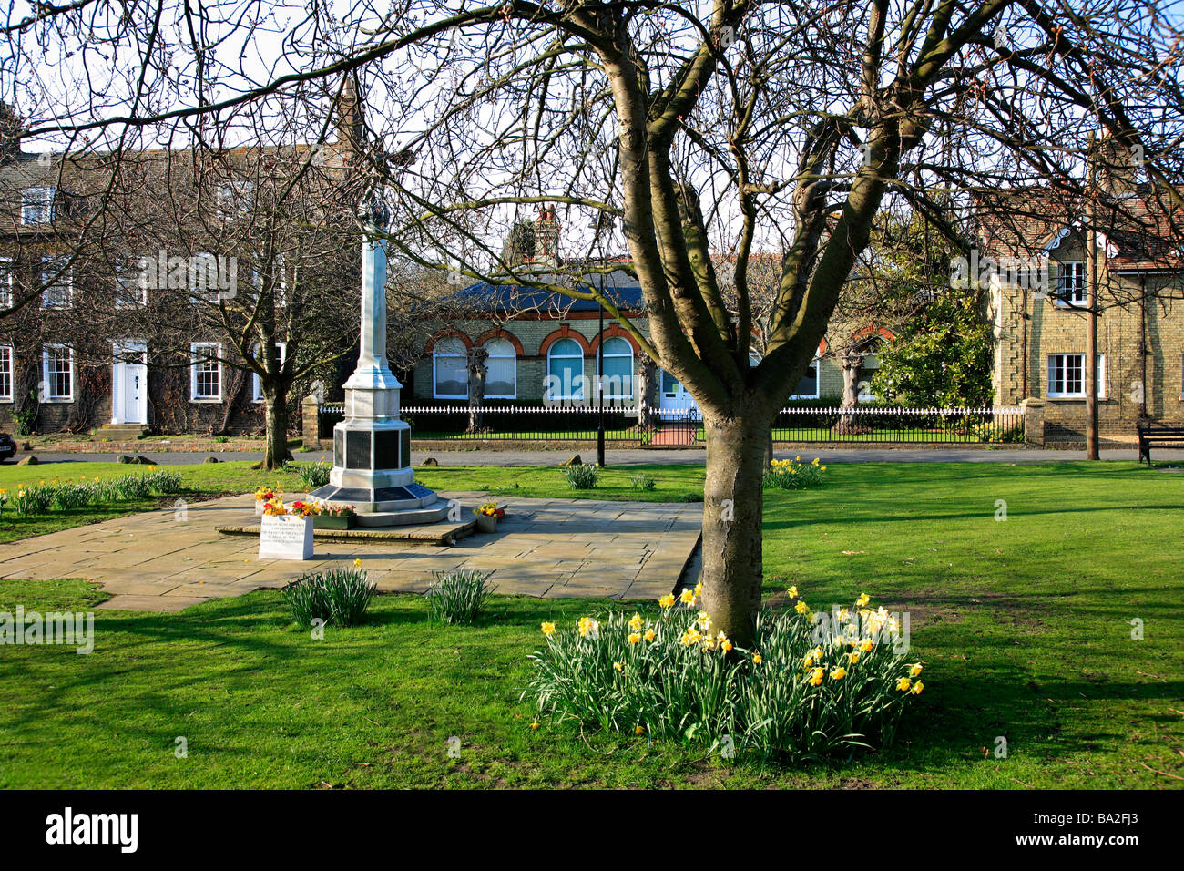 Ramsey Market Town village Green in Spring Cambridgeshire County ...
