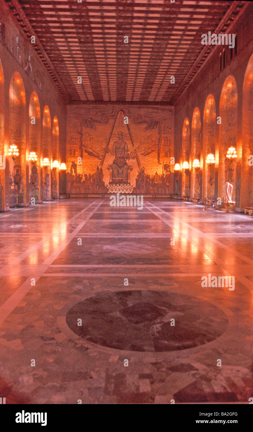The Gold Hall in the City Hall of Stockholm featuring a mosaic of the ...