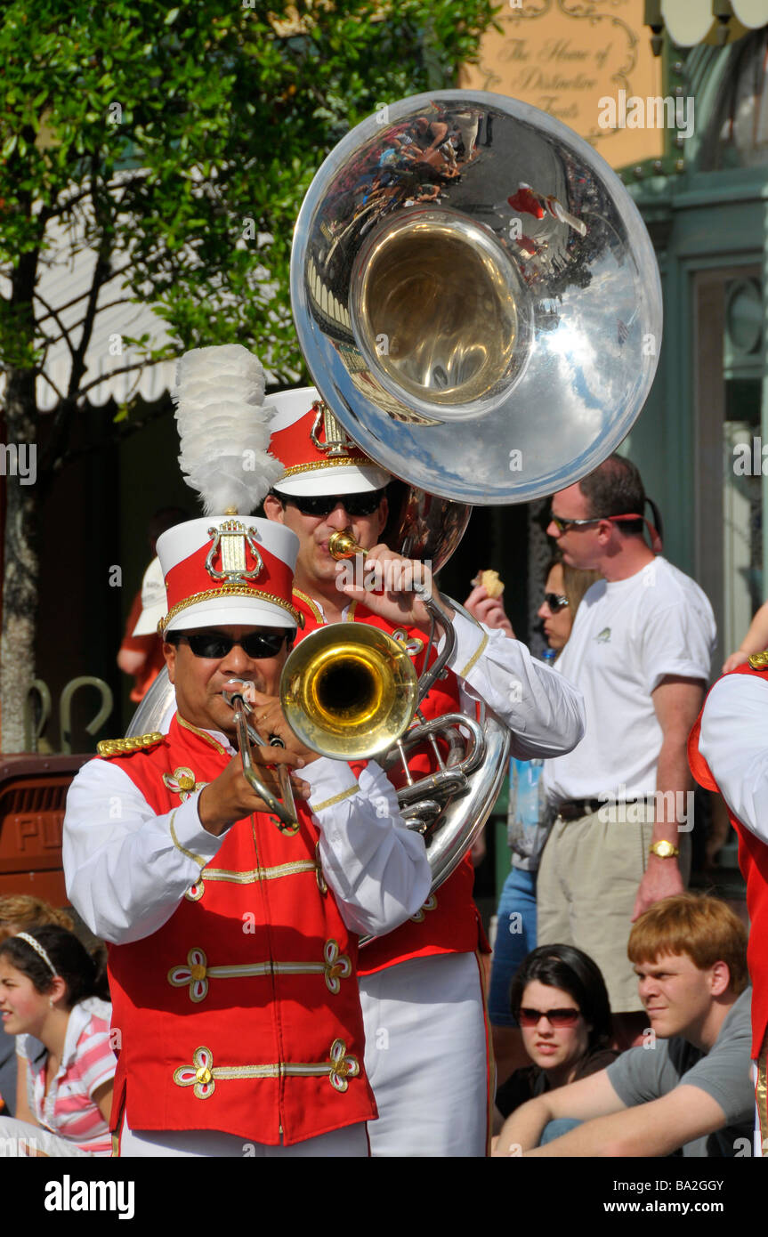Band in Parade along Main Street at Walt Disney Magic Kingdom Theme ...