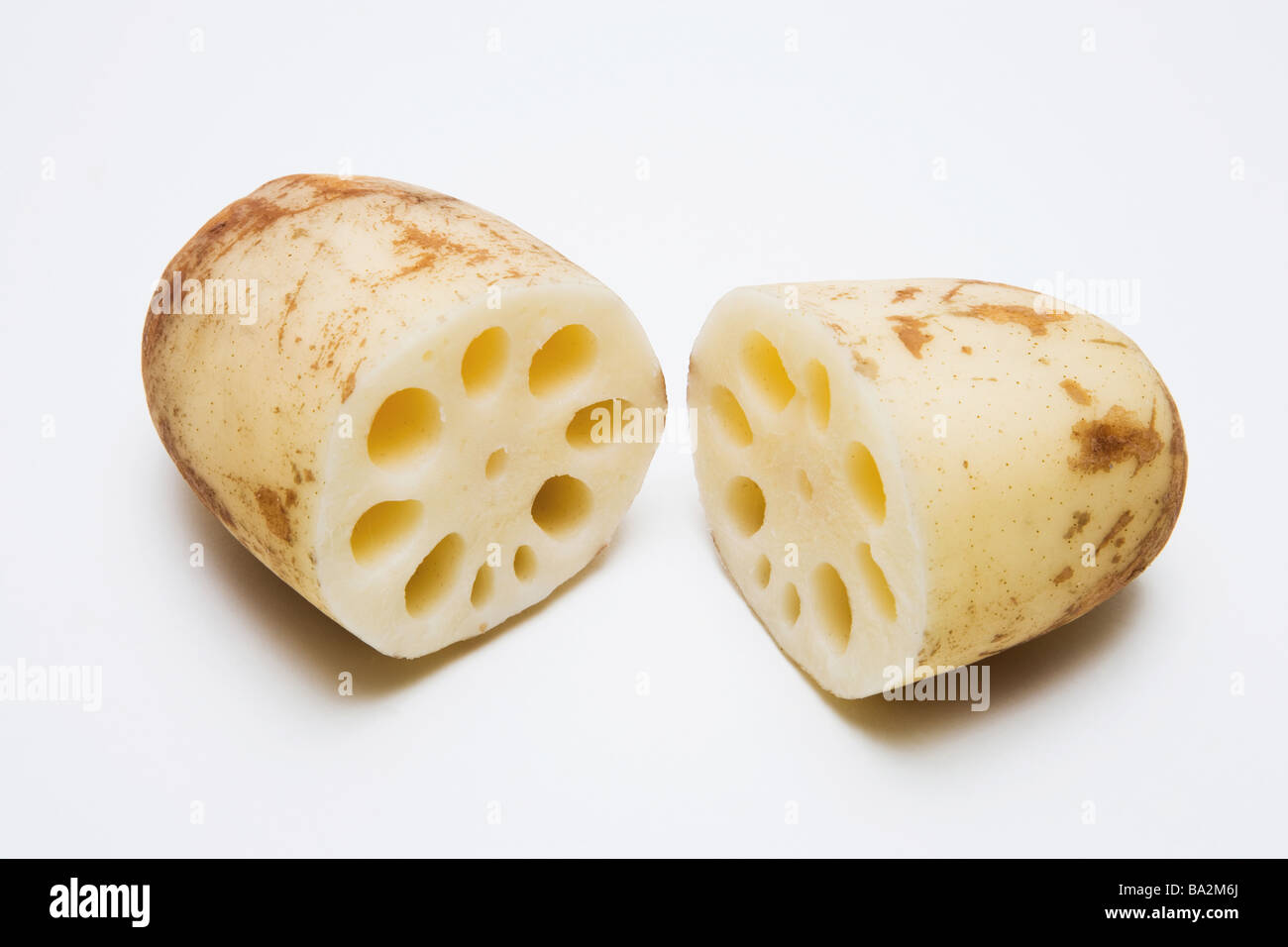 Lotus Root on White Background Stock Photo - Alamy