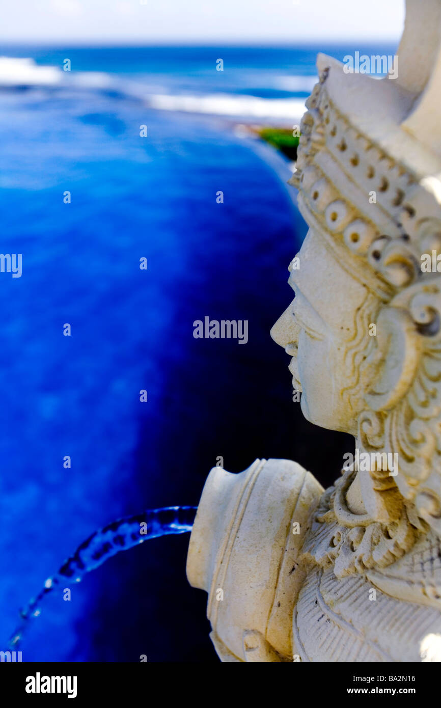 Indonesia, Bali. Uluwatu. Swimming pool and fountain at Blue Point ...