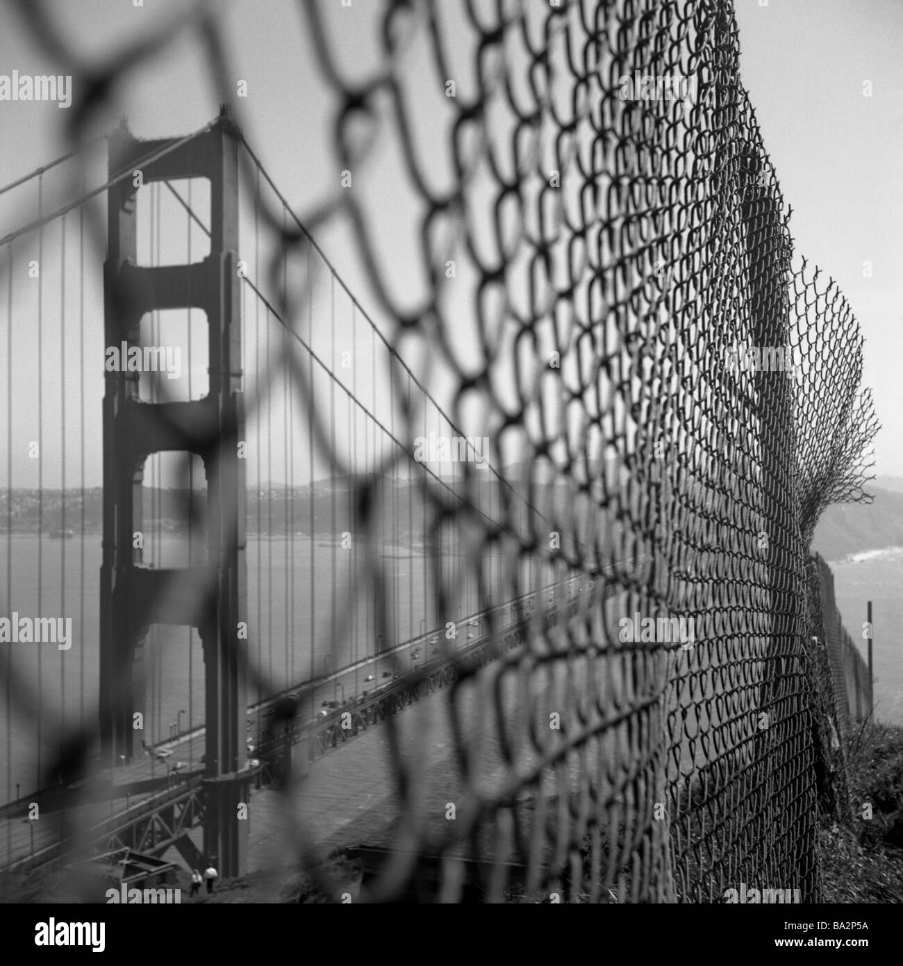 USA California San Francisco golden Gate bridge fence detail s/w North ...