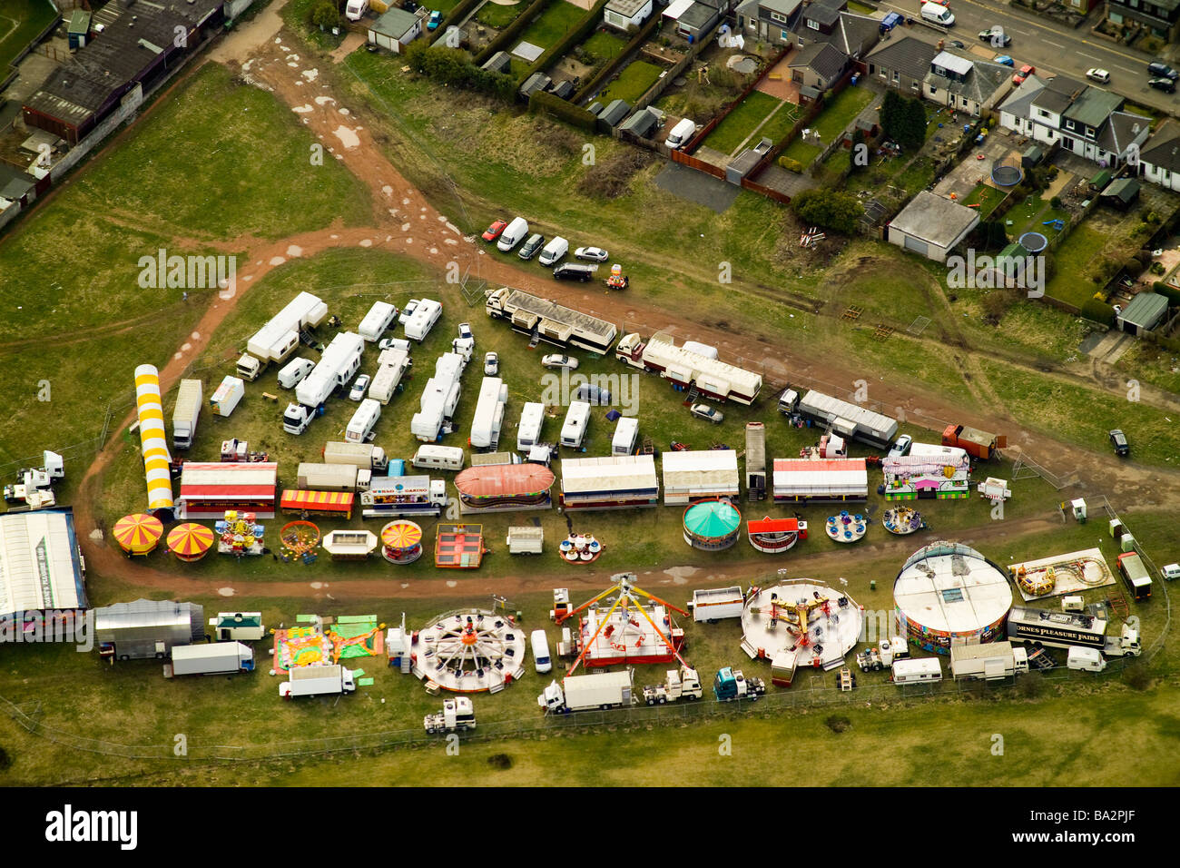 aerial photograph of funfair in inverkeithing Stock Photo - Alamy