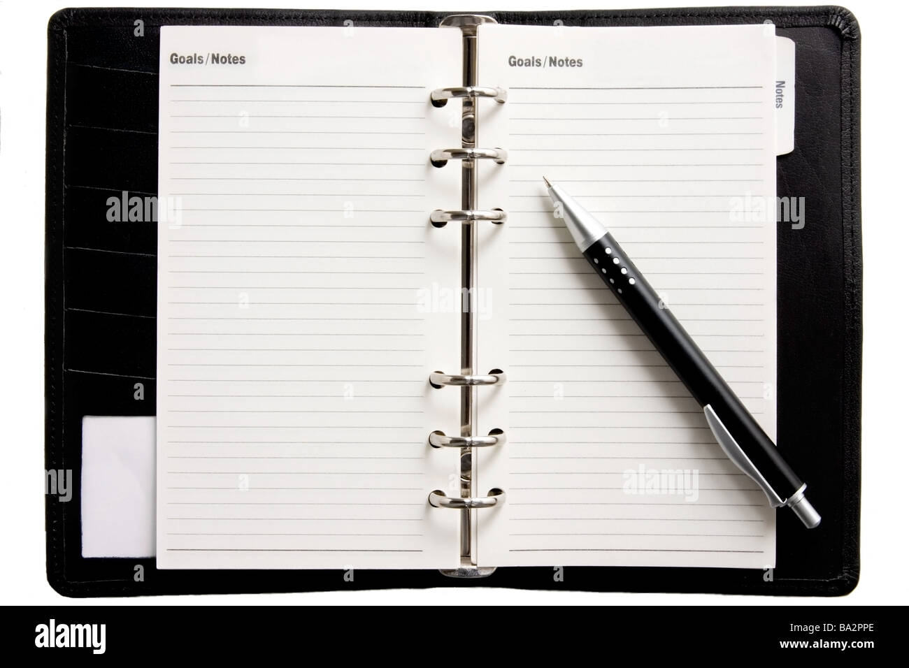 isolated black personal agenda with pen Stock Photo - Alamy