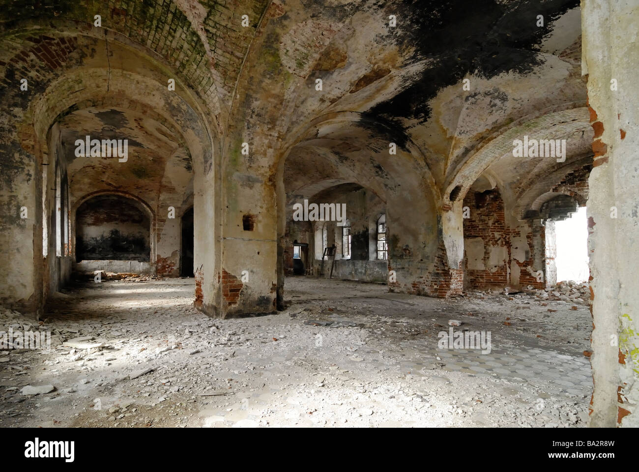 Prayer hall of destroyed during Soviet period Russian country church ...