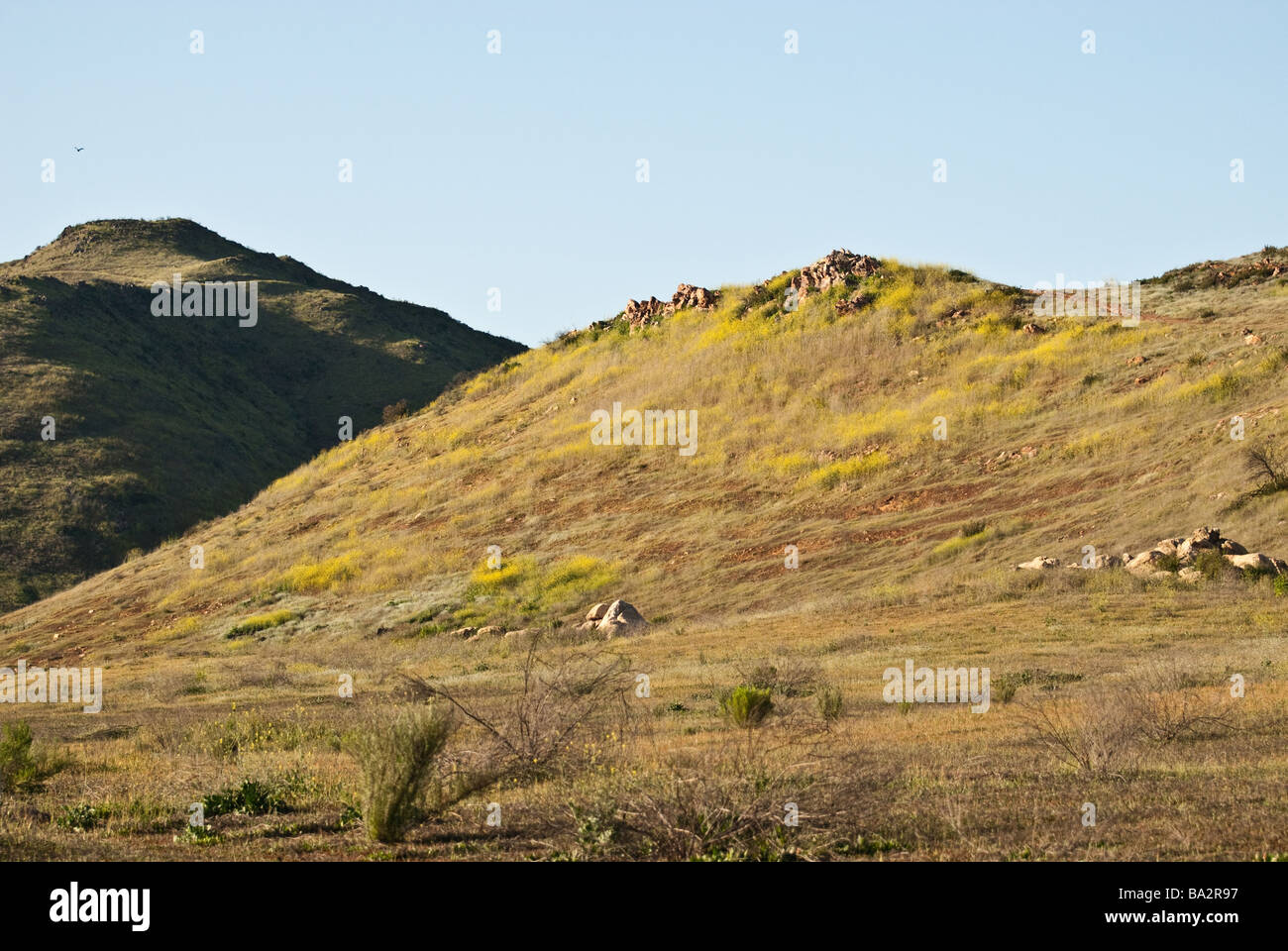 Hill having the sun hit it directly. Prairie Stock Photo - Alamy