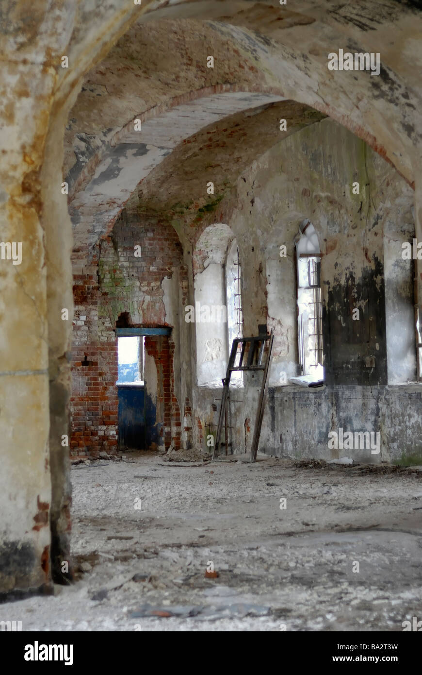 Prayer hall of destroyed during Soviet period Russian country church ...