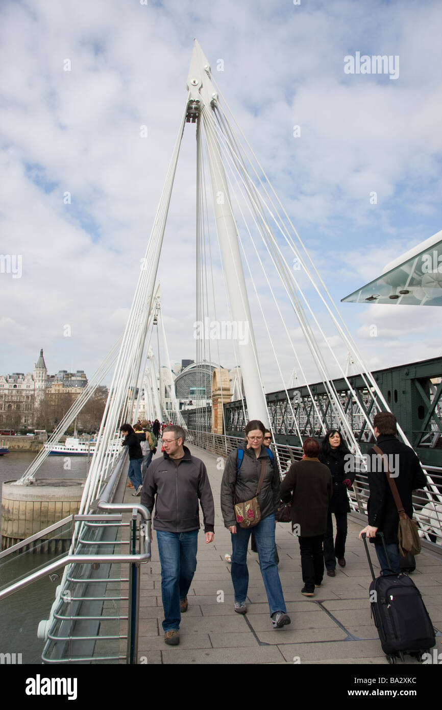 london england uk charing cross x golden jubilee public walk walkway ...