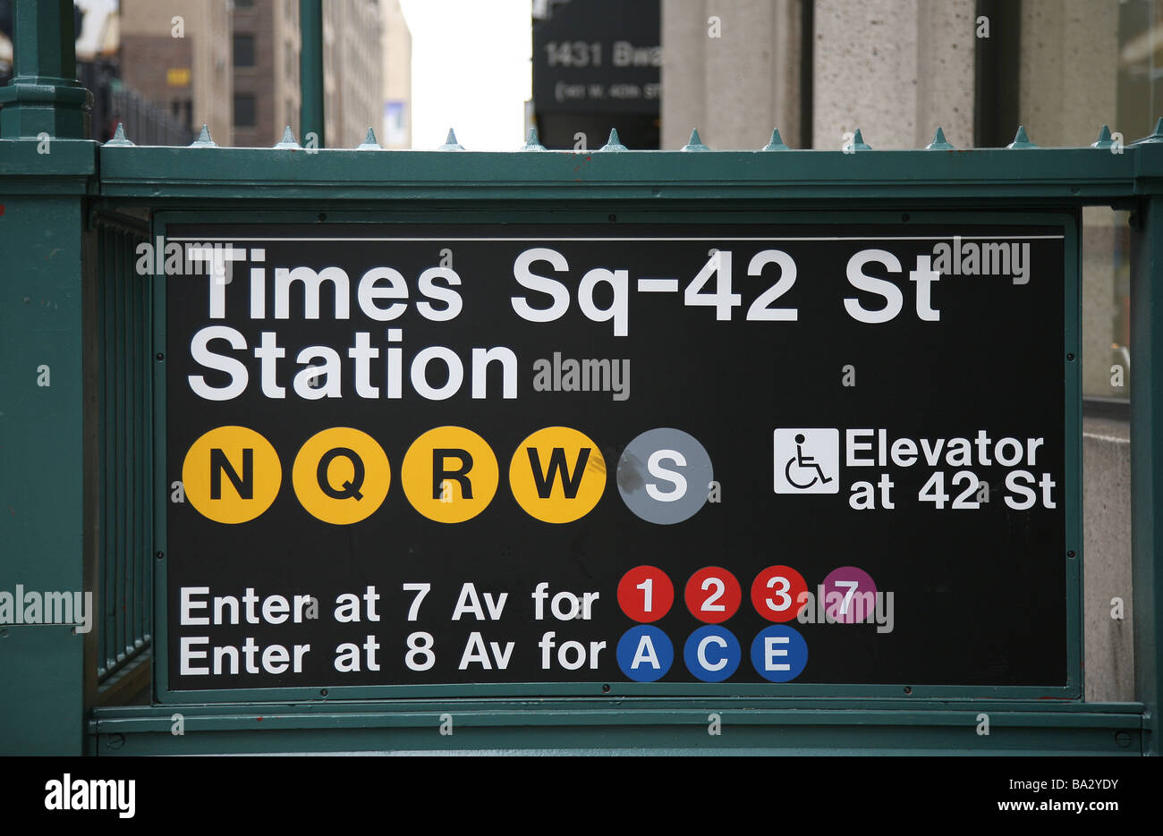 USA New York city Manhattan Times Square subway-station detail sign ...