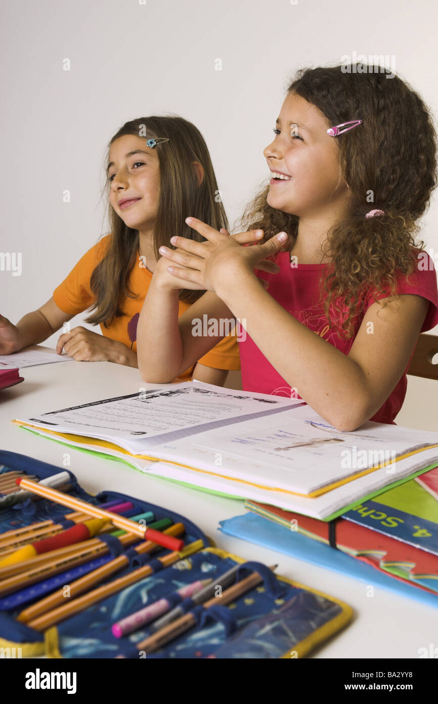 Classrooms school-bank girls portrait series people 8-10 years children ...