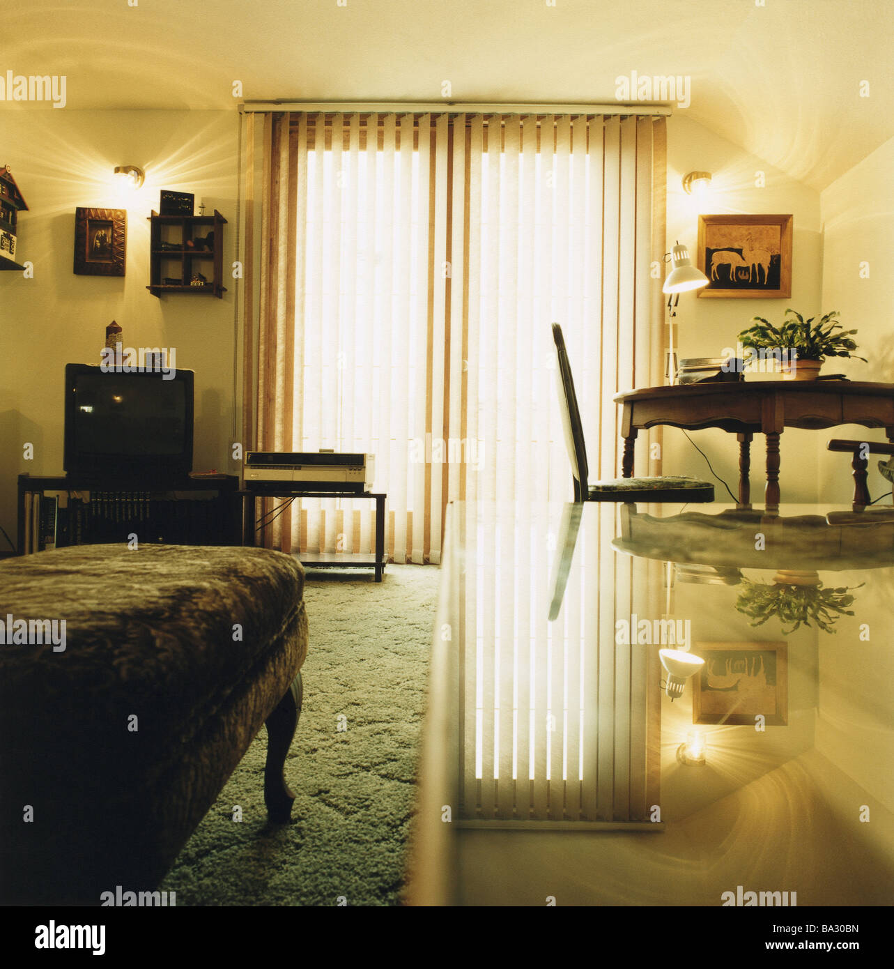 Living rooms equipment antiquated glass-table reflection windows living ...