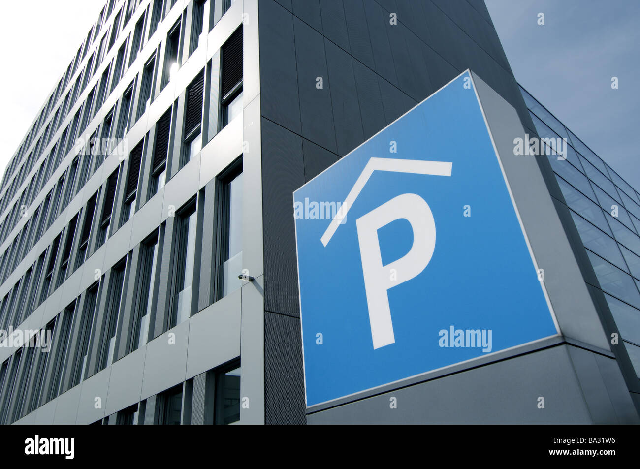 Office-high-rise facade detail sign parking structure high-rise office ...