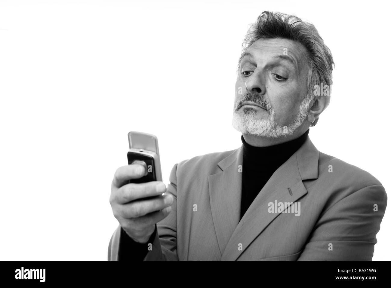 Man text messaging on phone Black and White Stock Photos & Images - Alamy