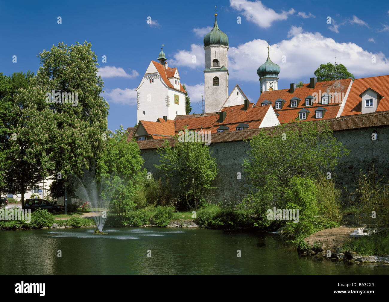 Germany Bavaria Isny cure-garden city wall city-towers Southern Germany ...