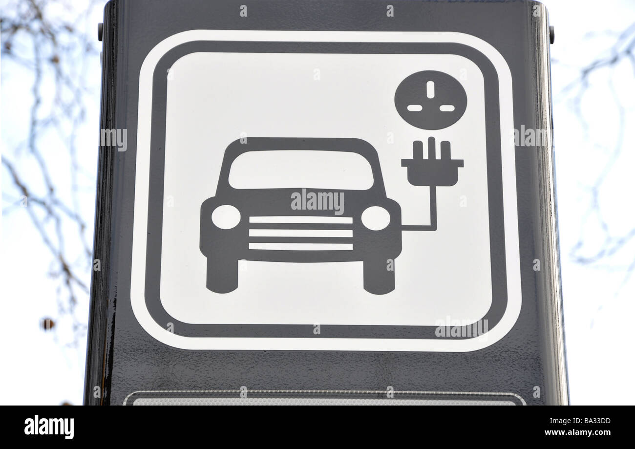 Electric car charging sign Stock Photo - Alamy