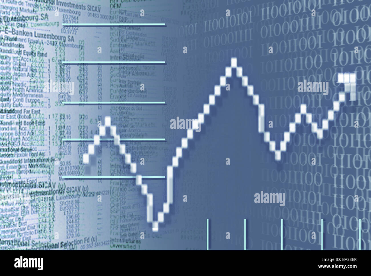 Illustration stock exchange-newspaper scale balance-curve series climbs ...