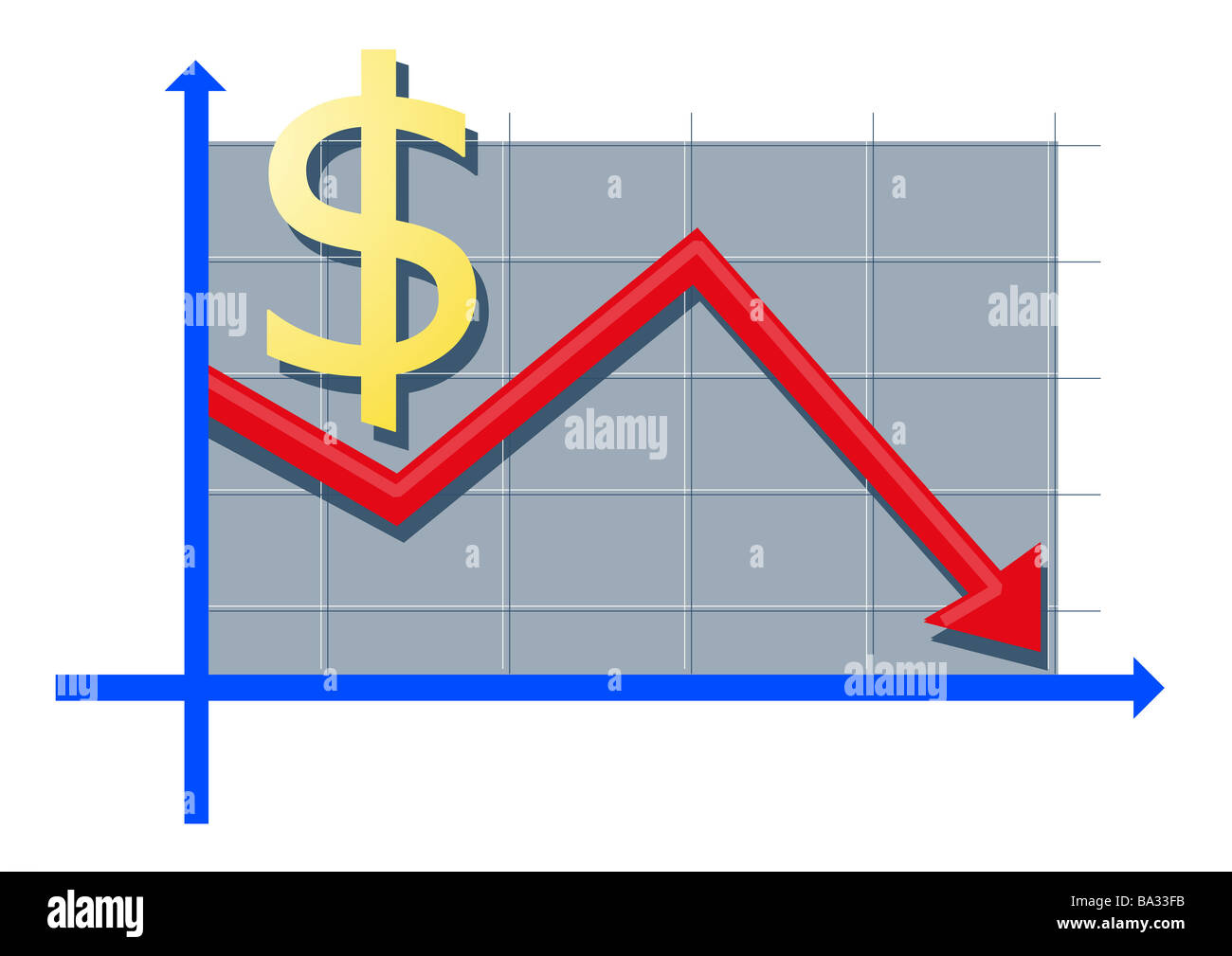 Felling illustration dollar-signs balance-curve red series shares share ...