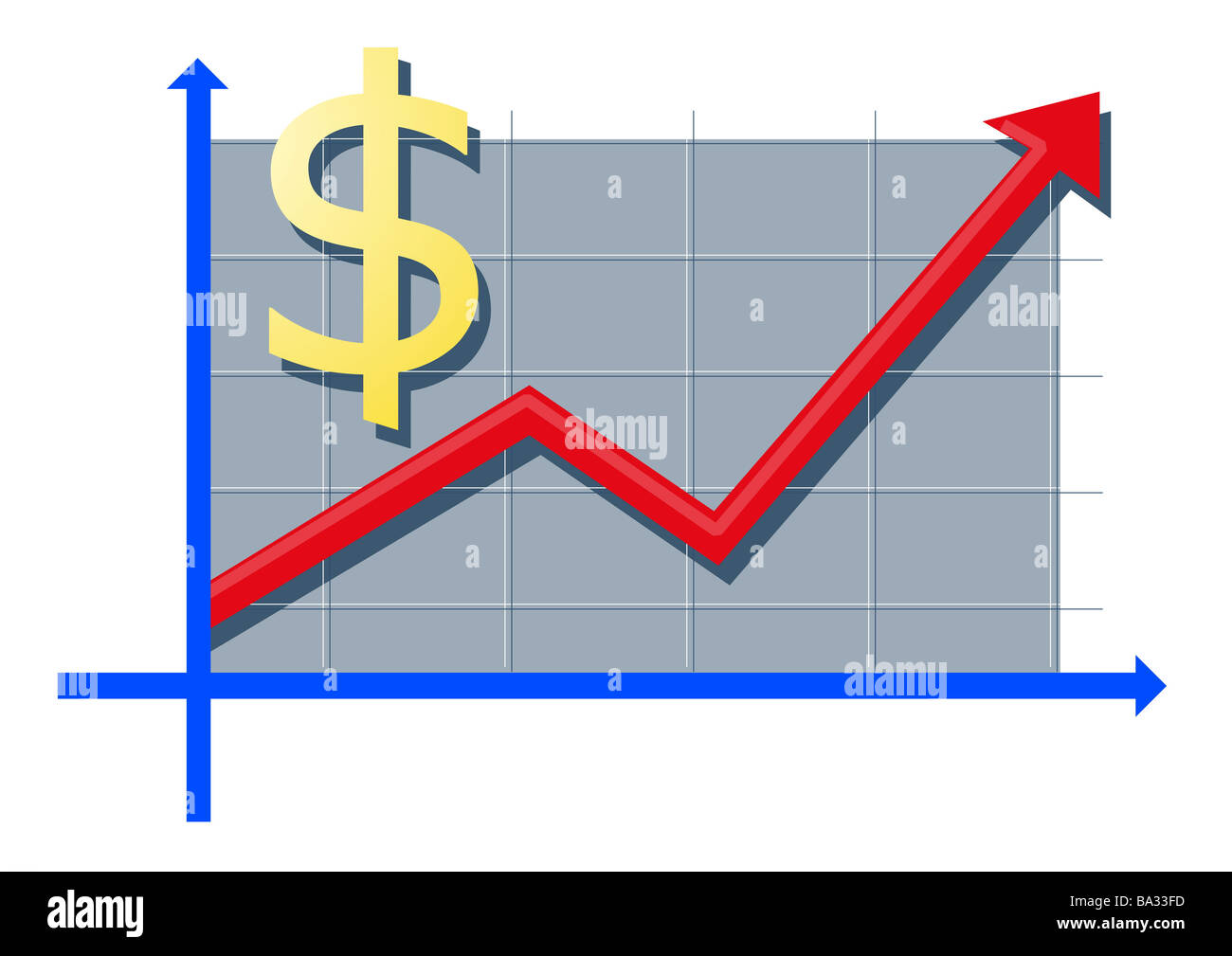 Illustration dollar-signs balance-curve red series climbs shares share ...