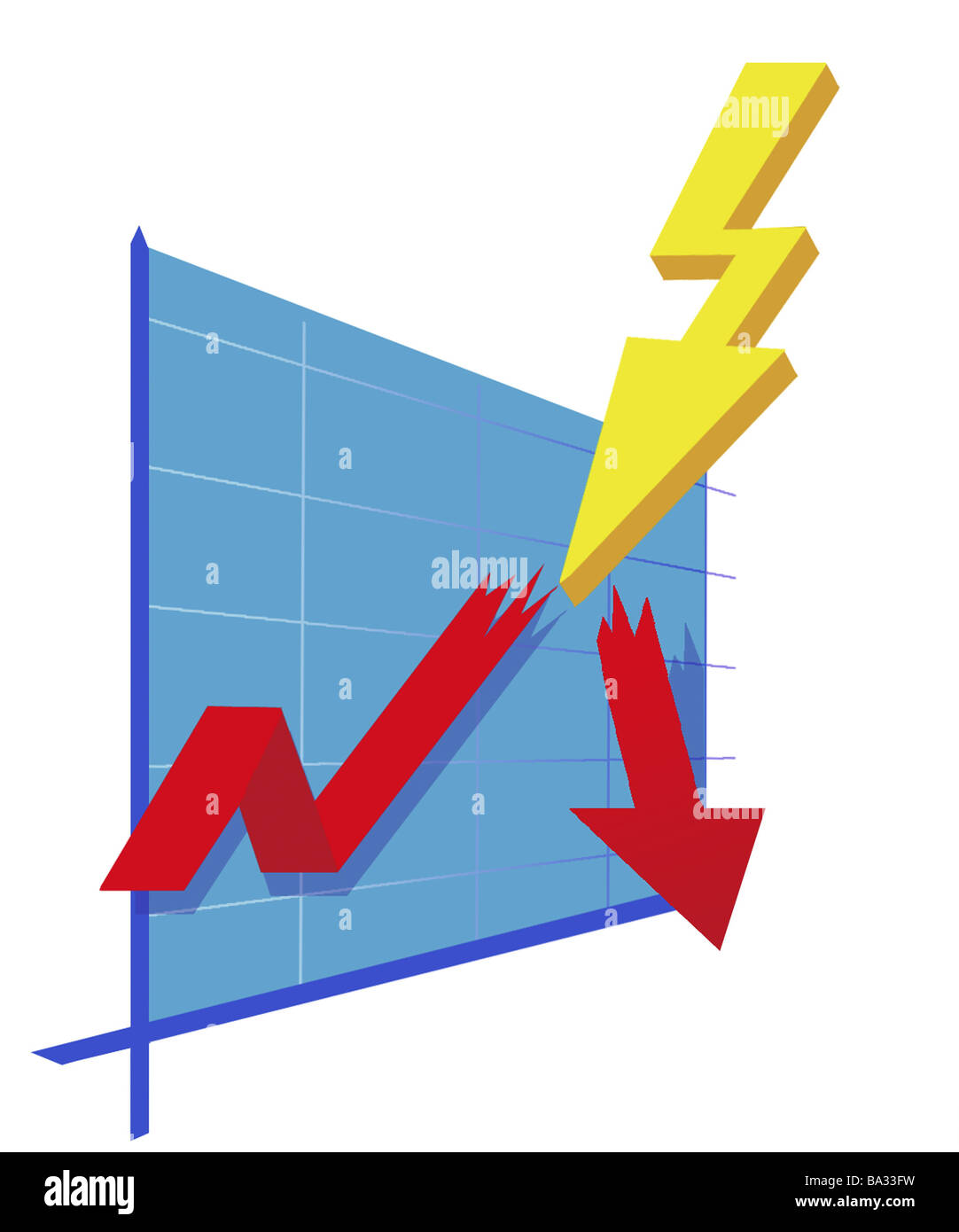 Illustration scale balance-curve red arrow symbol Börsencrash series ...