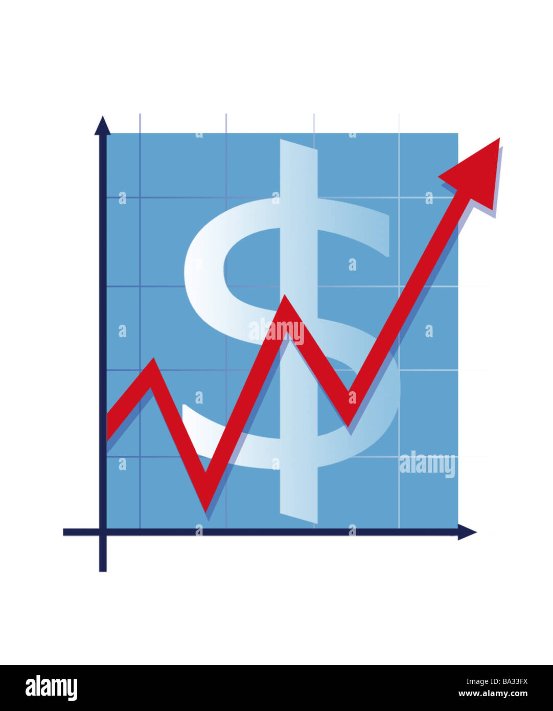 Illustration dollar-signs balance-curve red series climbs shares share ...