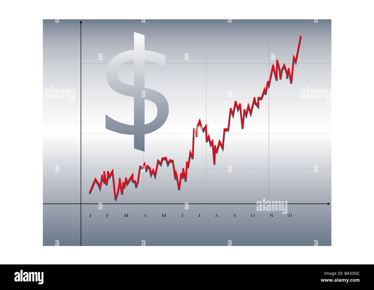 Illustration dollar-signs balance-curve red series climbs shares share ...