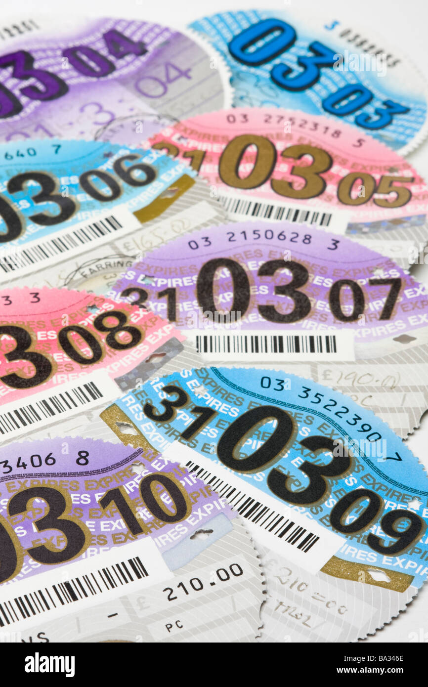 UK tax discs Stock Photo - Alamy