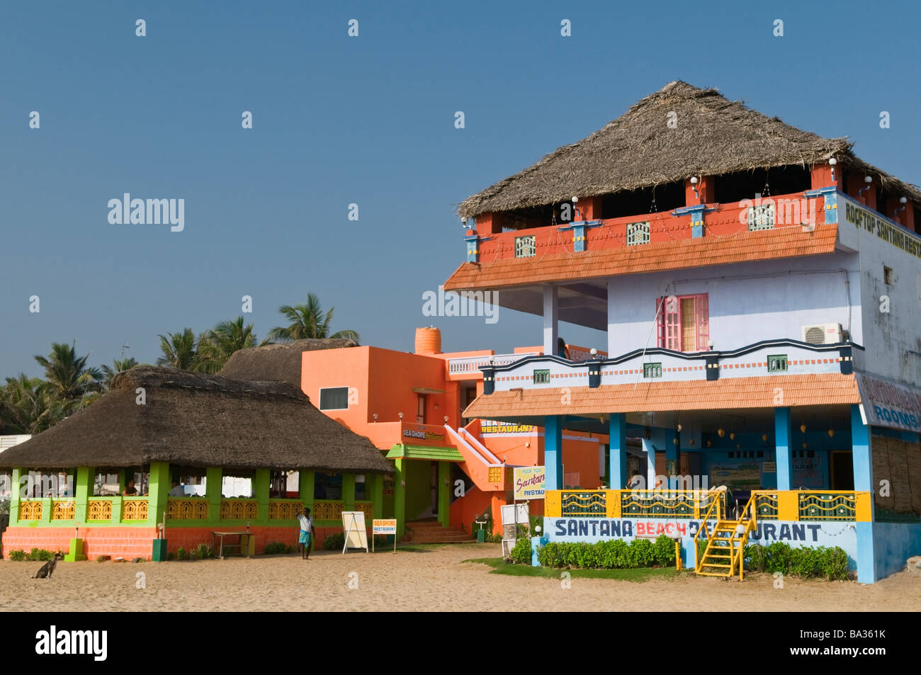 Seafront restaurants Mahabalipuram Tamil Nadu India Stock Photo - Alamy